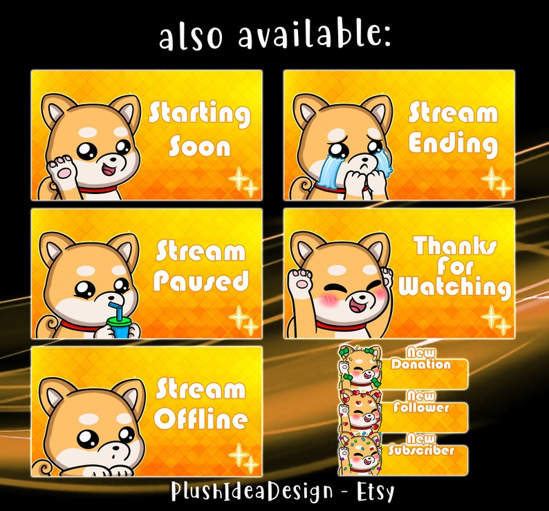 Cute Shiba Inu Panels 10 Twitch Panels Package Graphics for Streamer ...