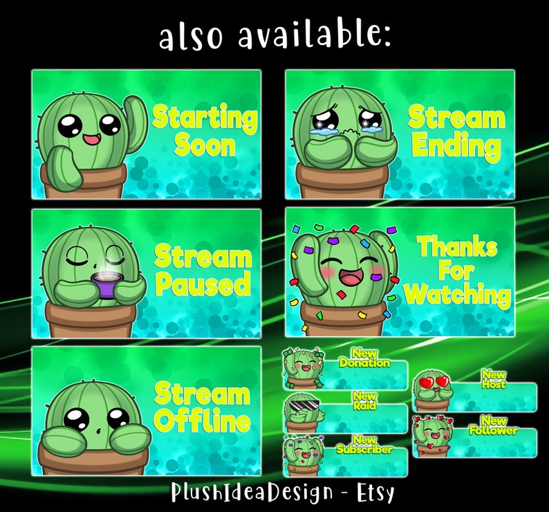Cute Cactus Sip, Tea, Coffee, Drink Twitch Sub Emote Twitch Subscribers ...