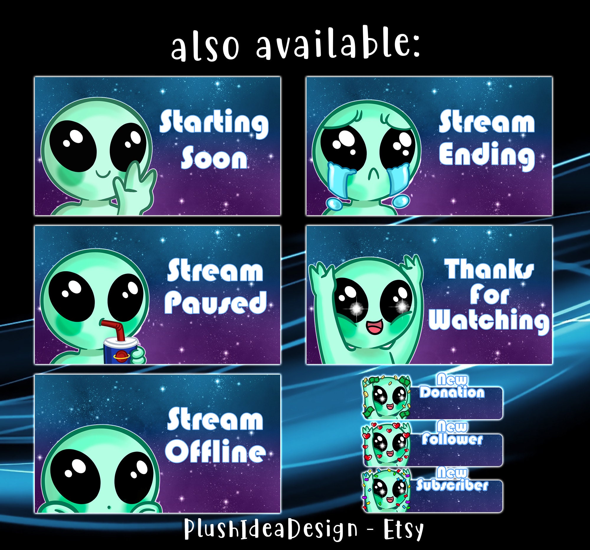 ANIMATED Hype Confetti Happy Alien Extraterrestrial ANIMATED Twitch Sub ...