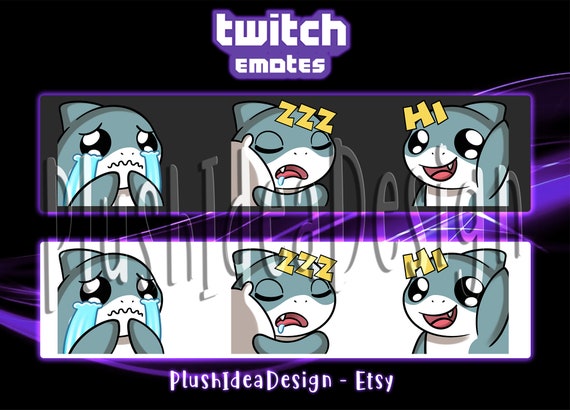 Cute Shark Cry Zzz Sleep Hi Waving 3 Twitch Sub Emotes - Etsy
