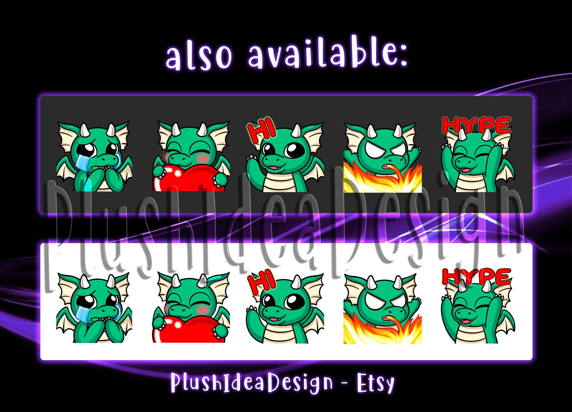 Cute Dragon Panels - 10 Twitch Panels Package - Graphics for Streamer ...