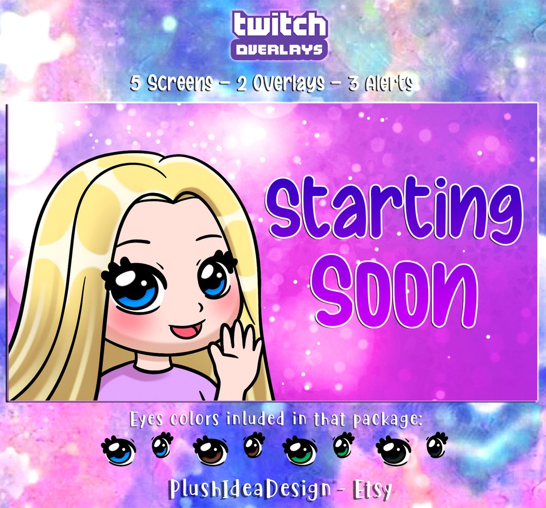 Twitch Screens, Alerts and Overlays Pack - Custom Cute Blonde Straight ...