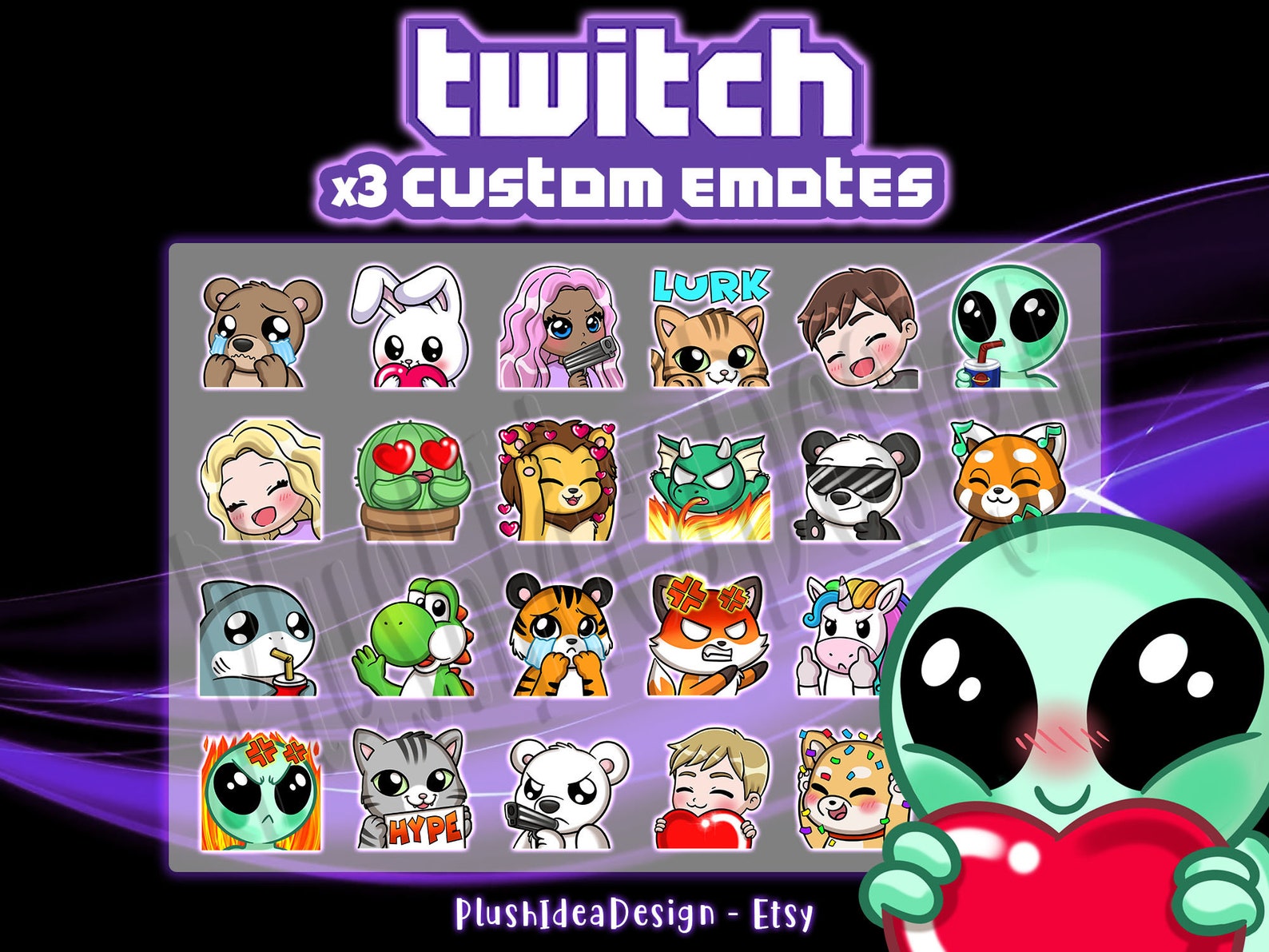 X3 Custom Premium Twitch Sub Emote - Twitch Emoji for Streamer ...