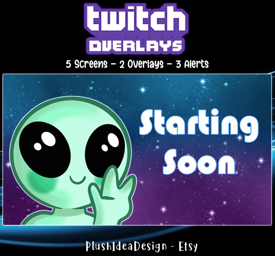 Twitch Screens, Alerts and Overlays Pack - Cute Alien - Graphics for ...
