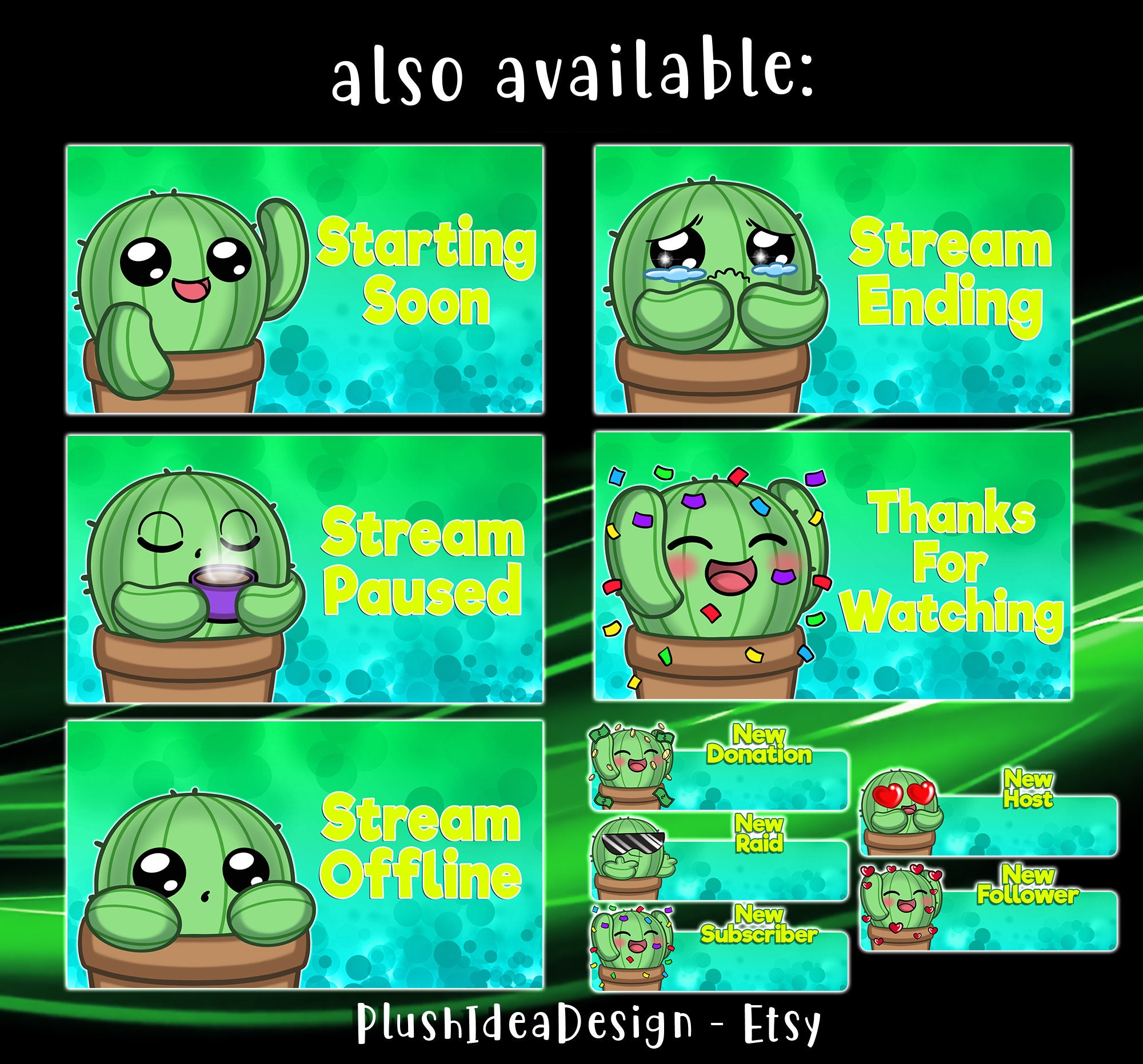 ANIMATED Hype Happy Confetti Cute Cactus ANIMATED Twitch Sub Emote - Etsy