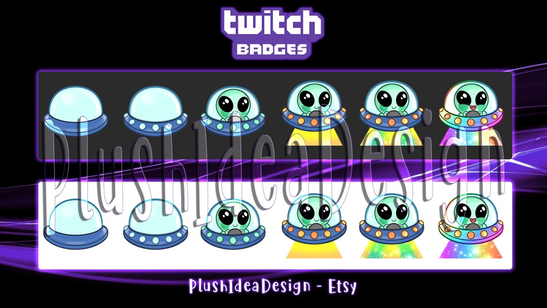 Alien - 6 Twitch Sub/cheer Badges/bit Badges - Space Theme, Ufo ...