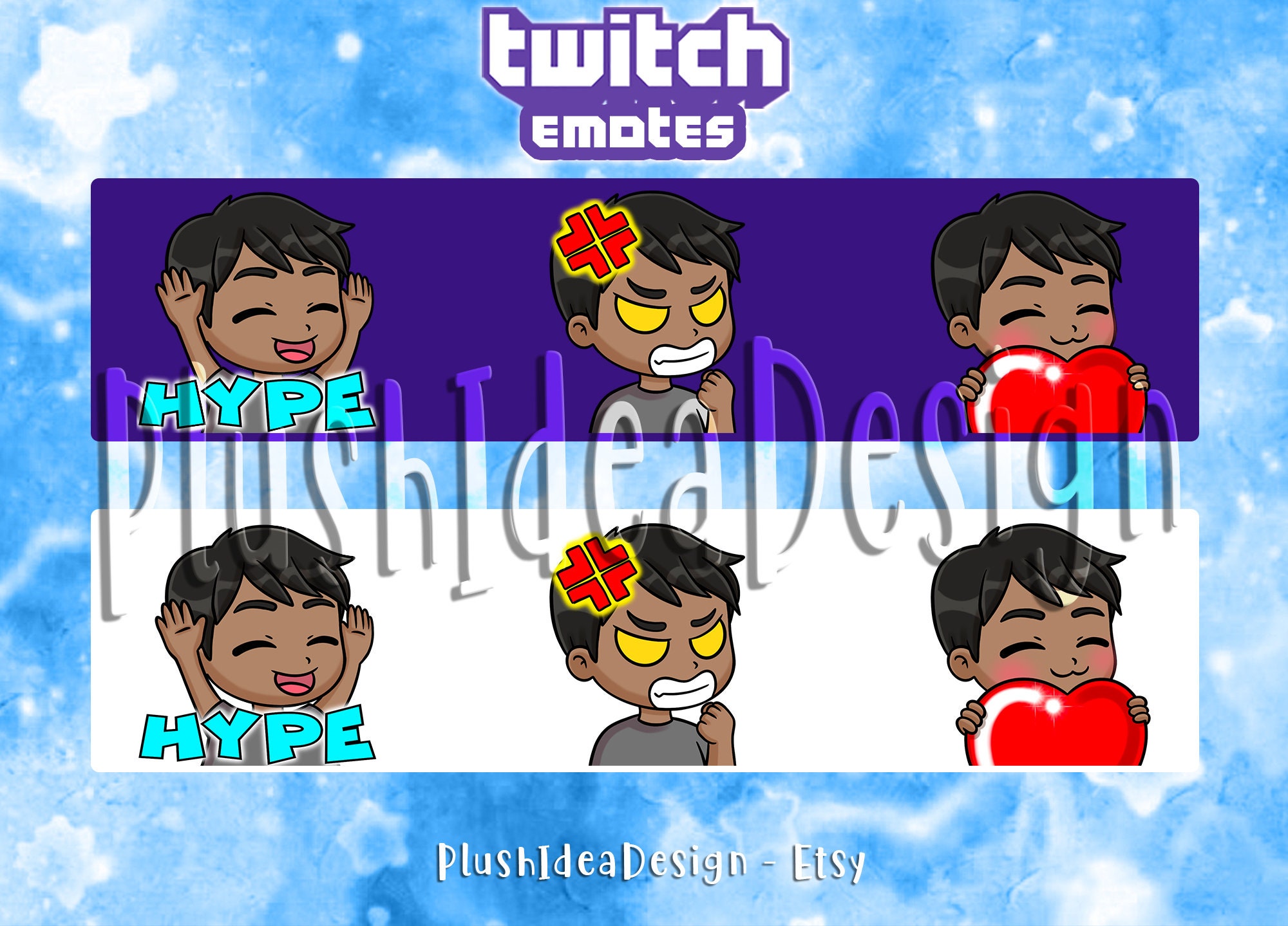 Cute Chibi Custom Tan Black Hair Boy Hype Angry Rage - Etsy