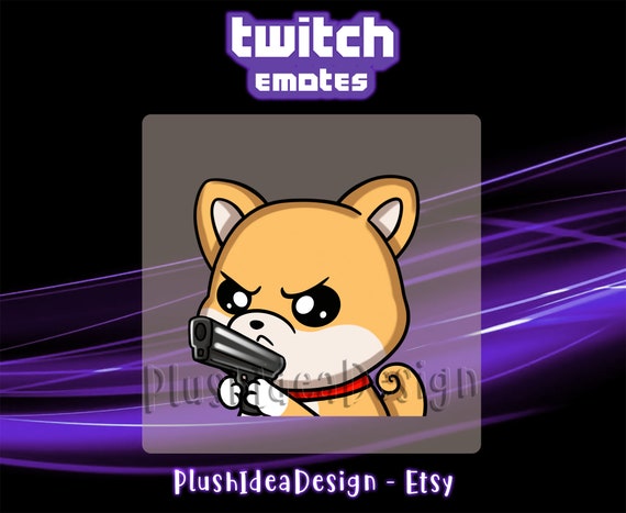 Cute Shiba Inu Gun Twitch Sub Emote Twitch Subscribers | Etsy