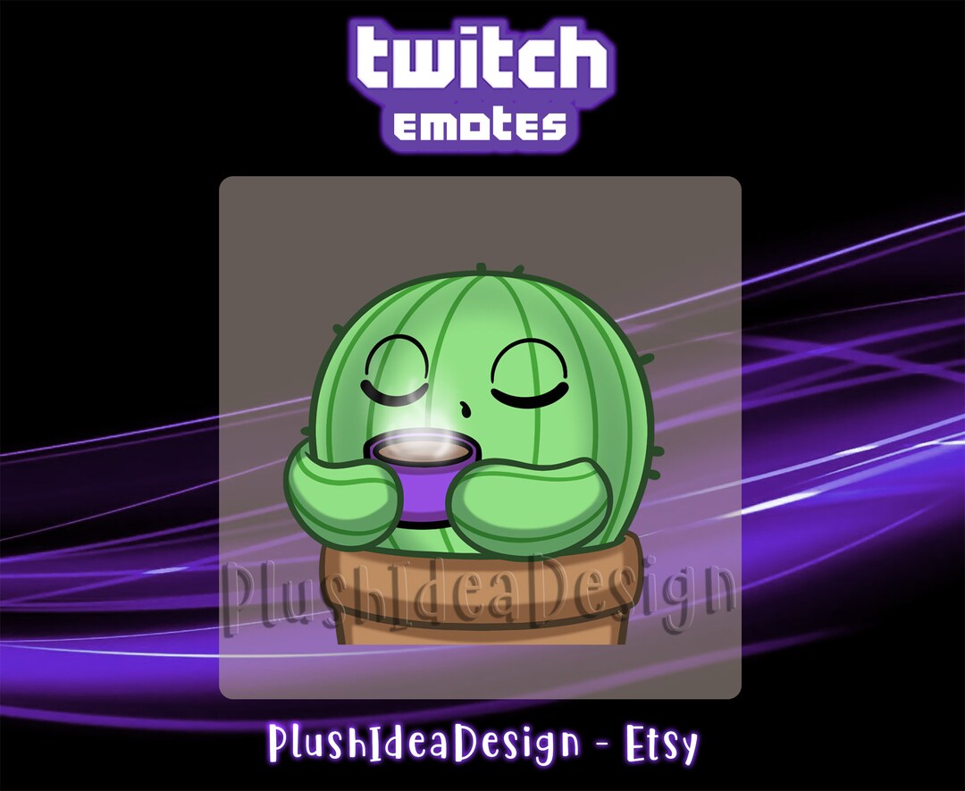 Cute Cactus Sip, Tea, Coffee, Drink - Twitch Sub Emote | Twitch ...