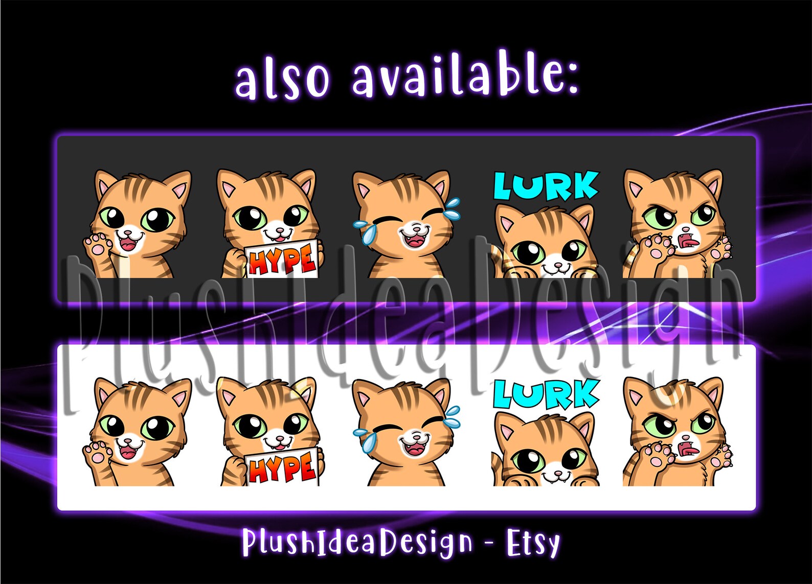 Cute Black Cat Kitty LOL, Laugh, Hype, Lurk, Waving, Angry 5 Twitch Sub ...