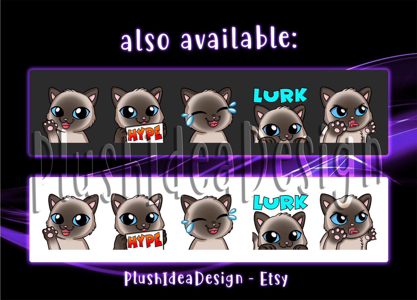 Cute Black Cat Kitty LOL, Laugh, Hype, Lurk, Waving, Angry 5 Twitch Sub ...