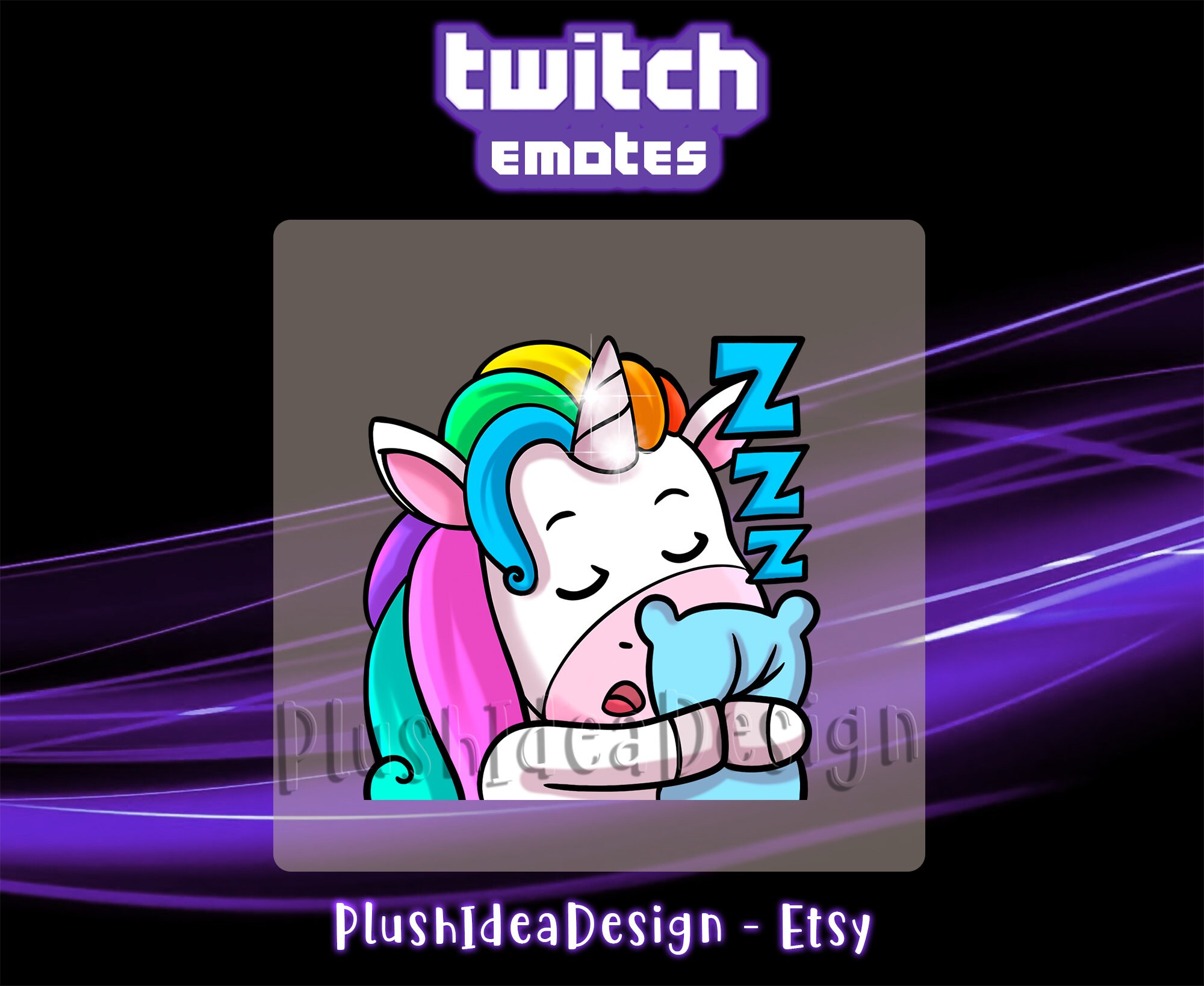 Zzz Sleeping Unicorn - Twitch Sub Emote | Twitch Subscribers Emote - Etsy