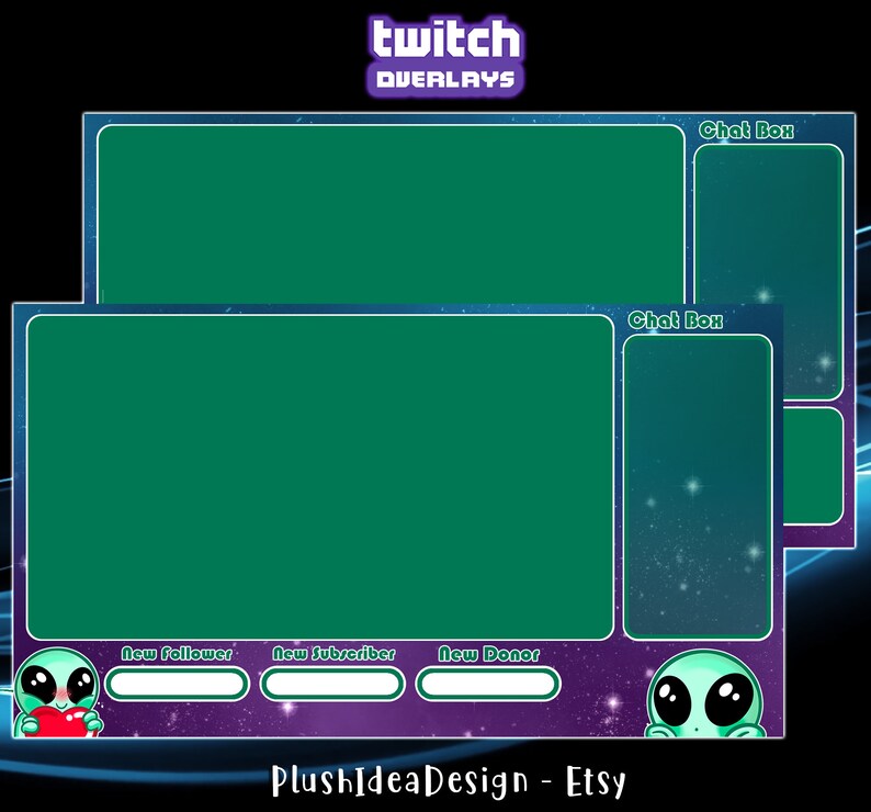 Twitch Screens, Alerts and Overlays Pack - Cute Alien - Graphics for ...