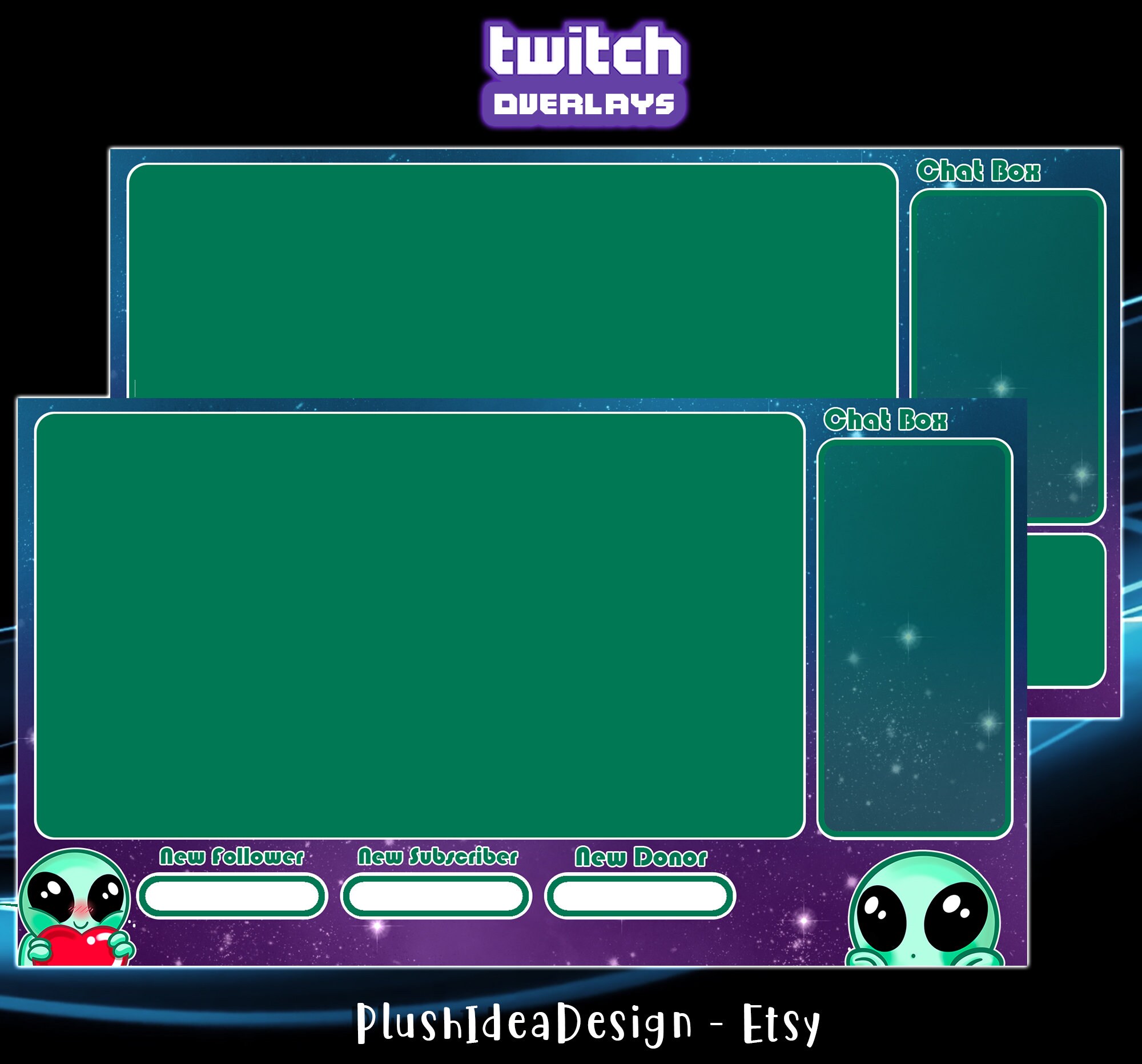 Twitch Screens, Alerts and Overlays Pack - Cute Alien - Graphics for ...