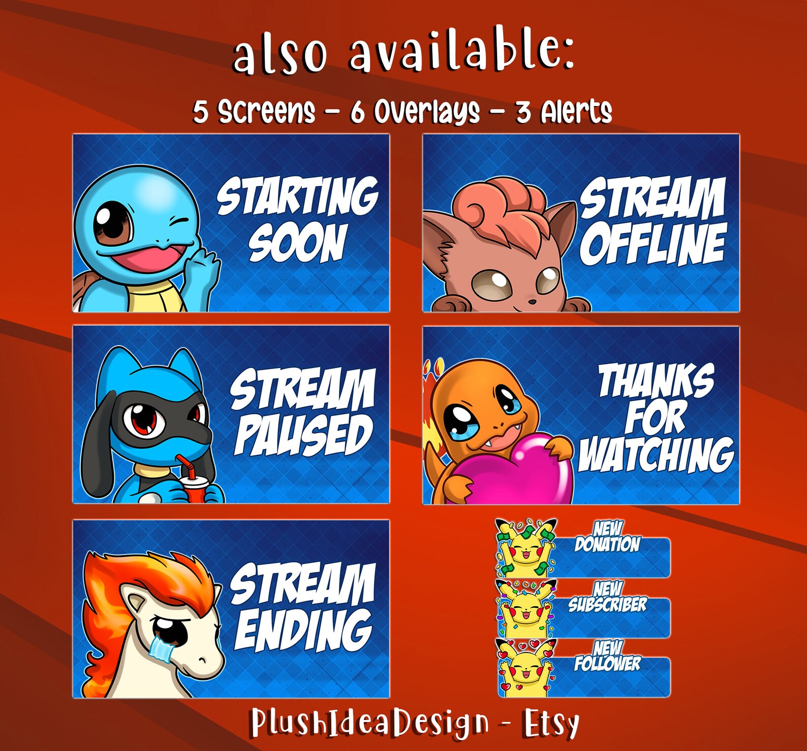 Cute Pokemon Theme Panels 9 Twitch Panel Package Graphics for Streamer ...