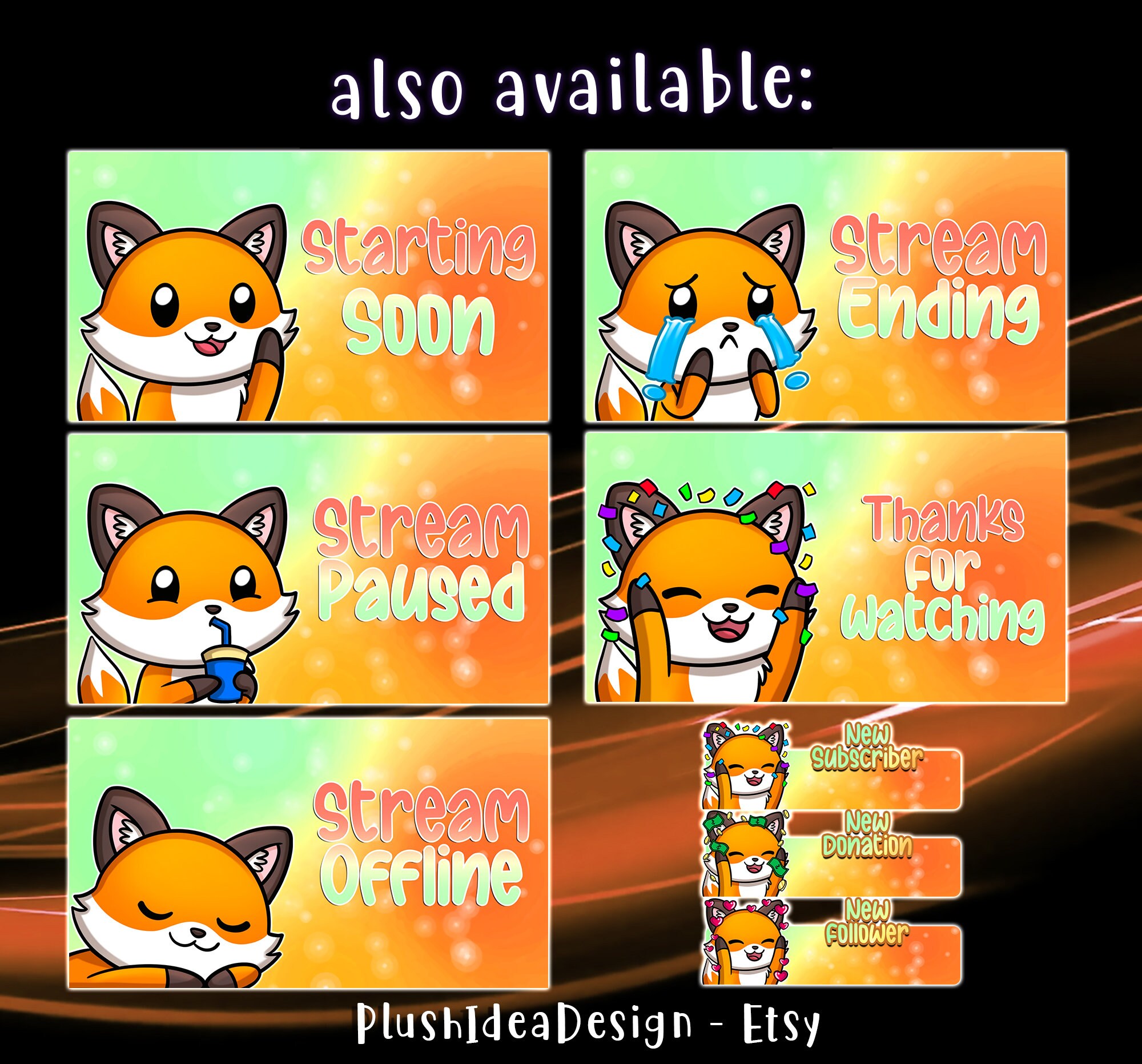 Cute Fox Sip Twitch Sub Emote Twitch Subscribers Emote | Etsy