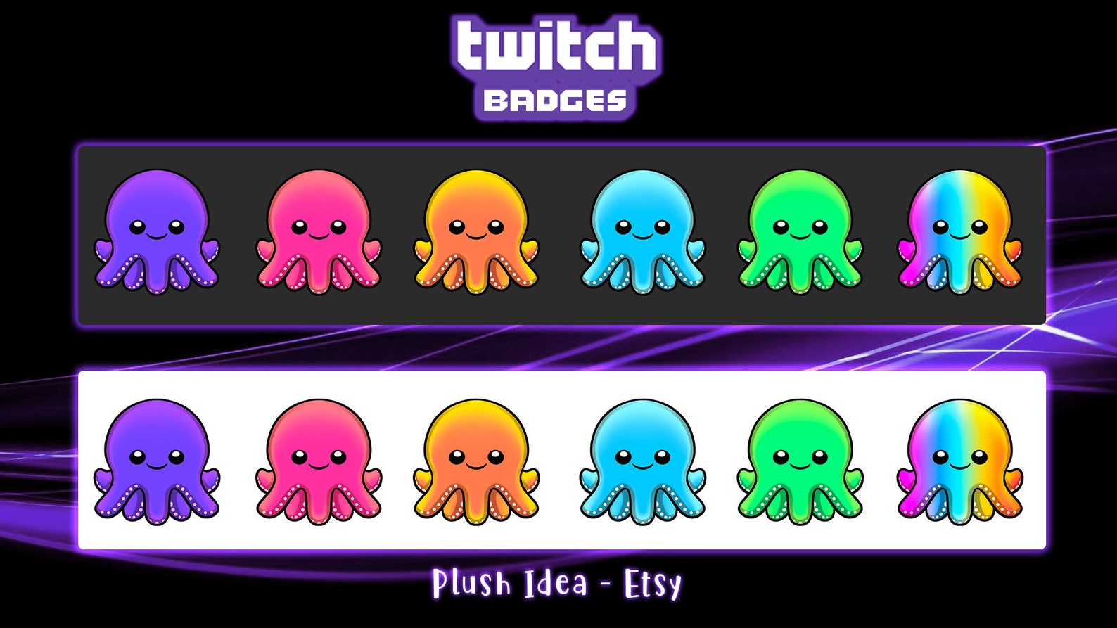 Octopus - 6 Twitch Sub/cheer Badges/bit Badges - Etsy