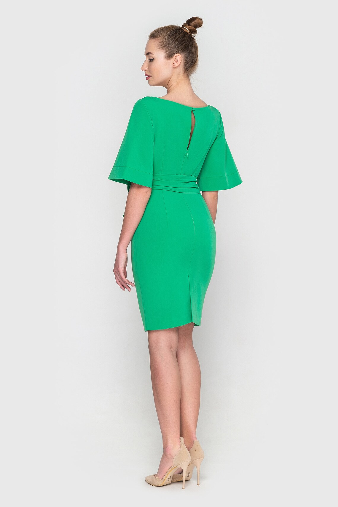 Flutter Sleeve Keyhole Dress Green Mini Cocktail Dress - Etsy
