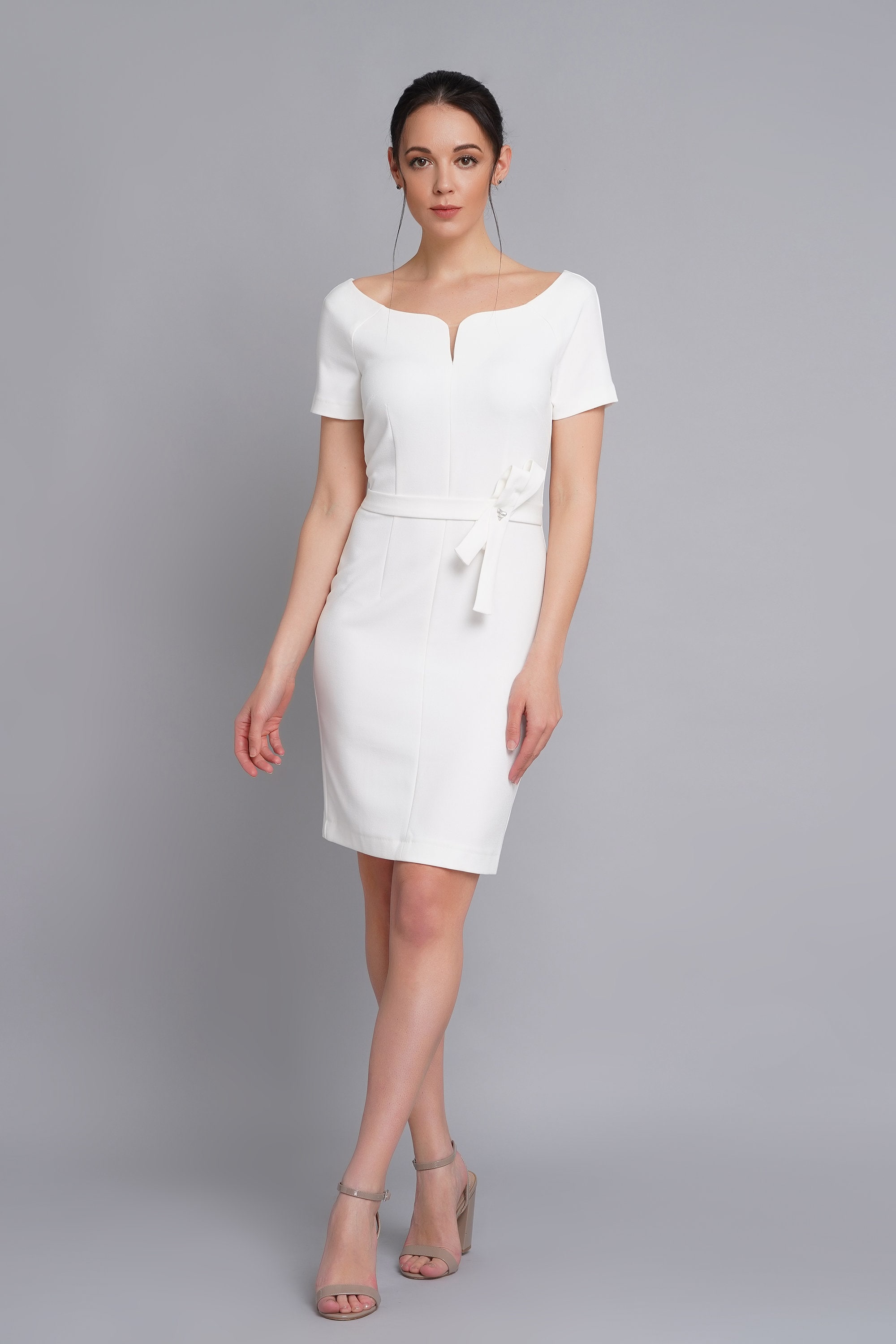 Short Wedding Dress Simple Wedding Dress White Sheath Midi | Etsy