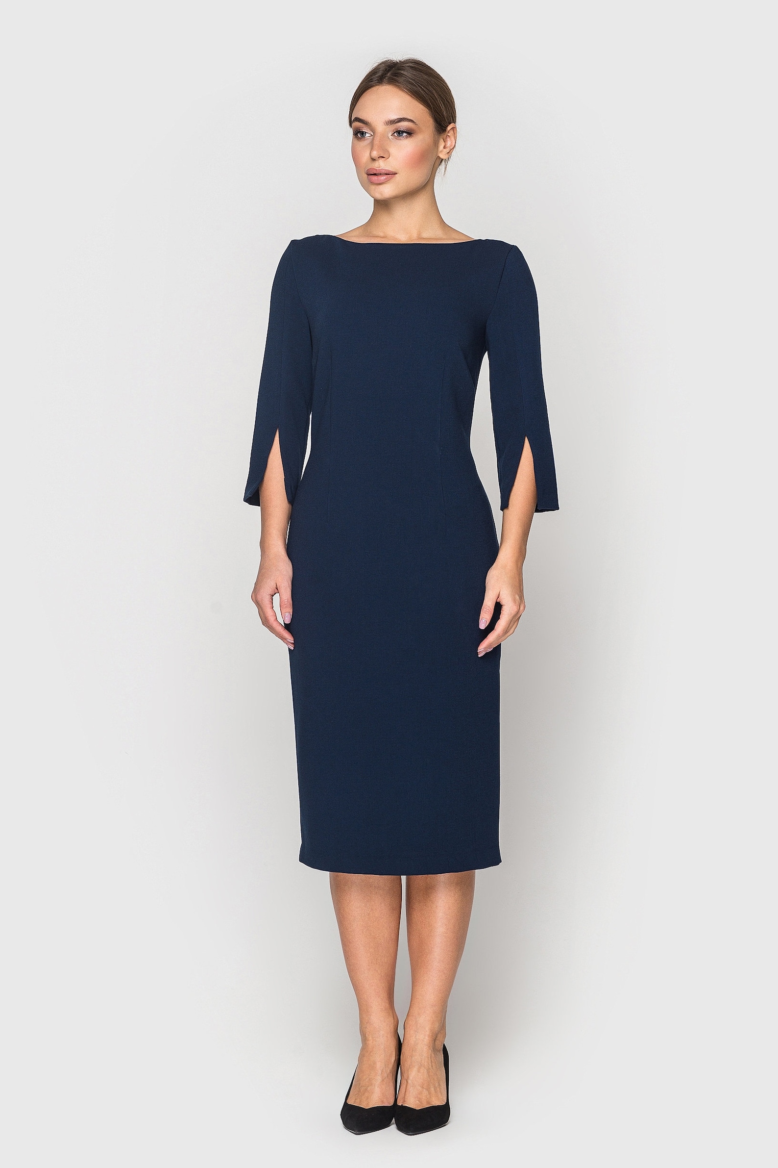 Elegantes dunkelblaues Kleid für Frauen, Marineblaues Kleid für ...