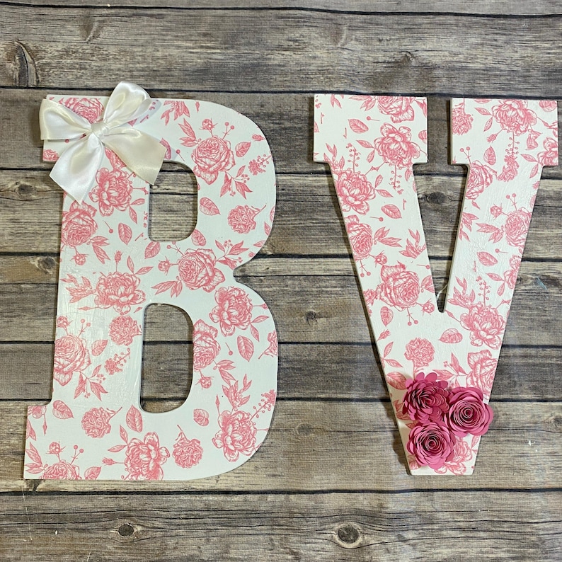 Custom Floral Initial Monogram Letter for Bedroom|nursery|dorm Room ...