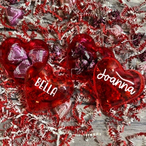 Personalized Valentine's Fillable Red Heart Plastic Containers - Kids ...