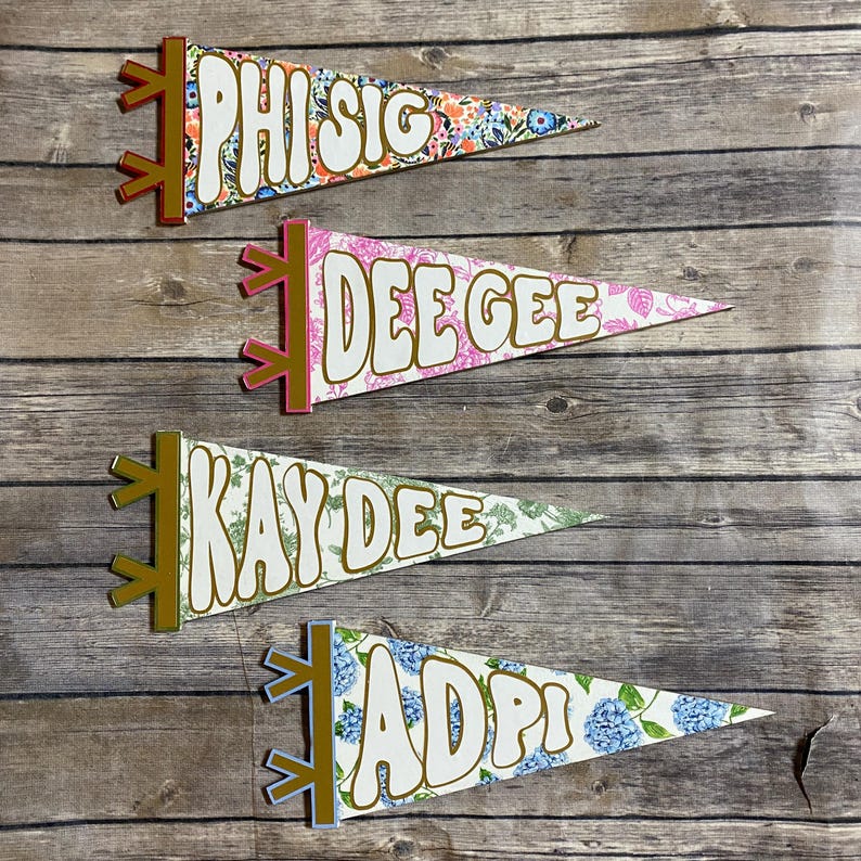 Custom Sorority Wooden Patterned Pennant Flags|college|bid Day|big ...
