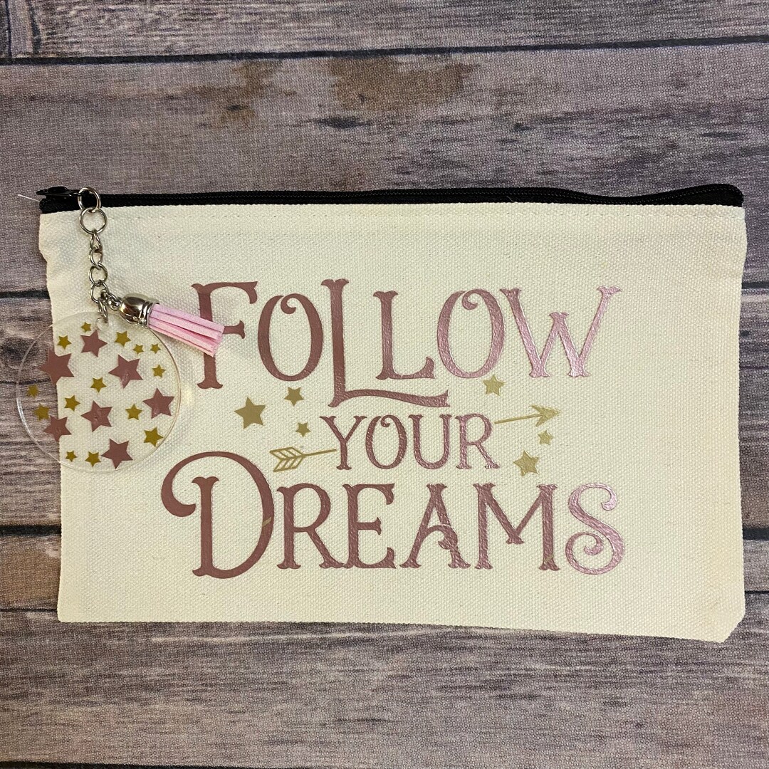 Follow Your Dream Pencil Case/makeup Bag/canvas Zip Bag - Etsy