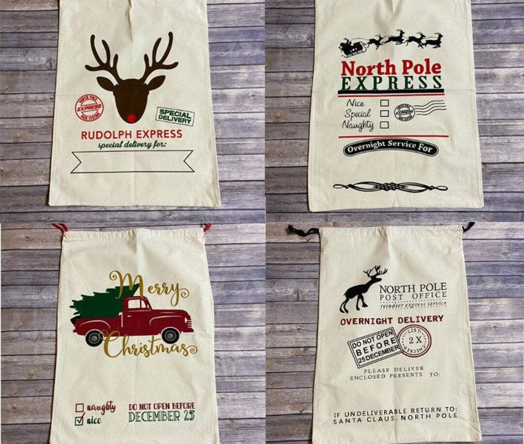 Personalized Christmas|holiday Santa Gift Sacks|bags 4 Designs - Etsy