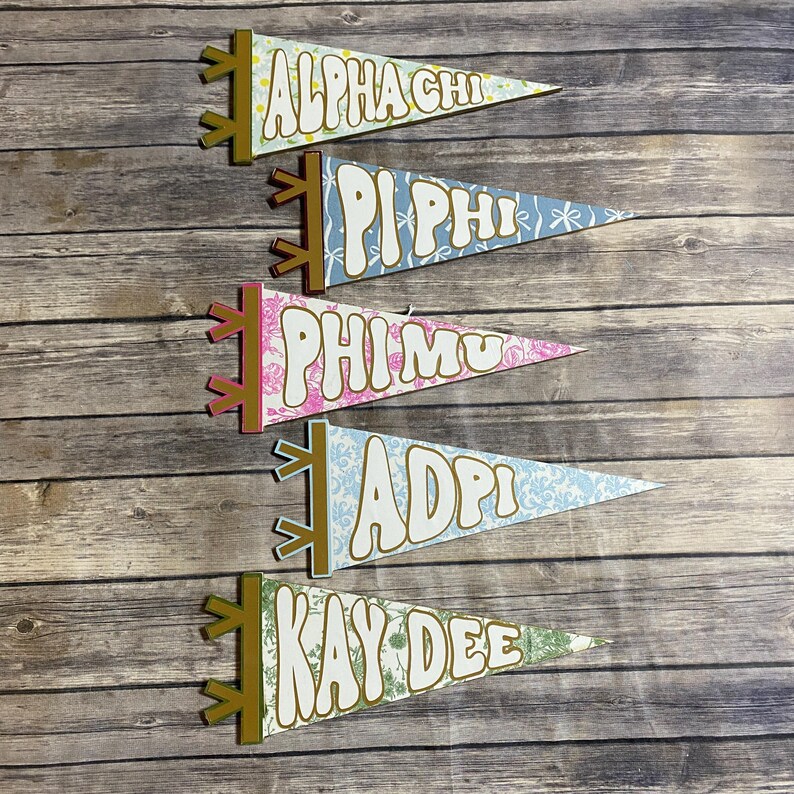 Custom Sorority Wooden Patterned Pennant Flags|college|bid Day|big ...