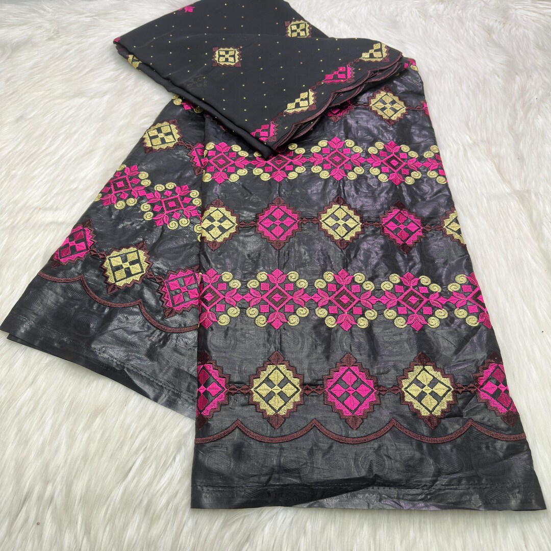 YQOINFKS 5+2 Yards Bazin Riche Fabric Africa Lace Fabric New Design ...