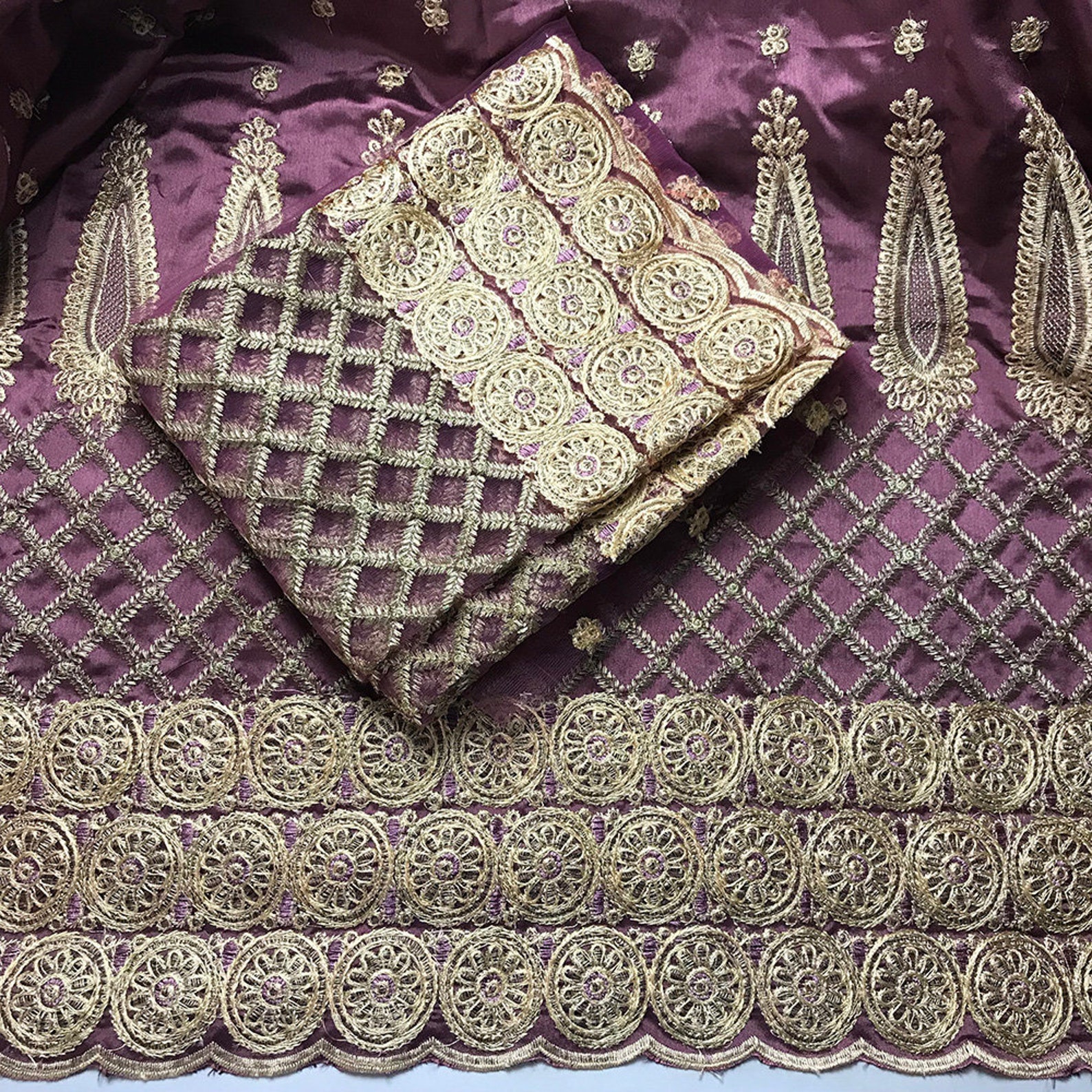 52yards High Quality George Lace Fabric Silk Embroidery Gold | Etsy