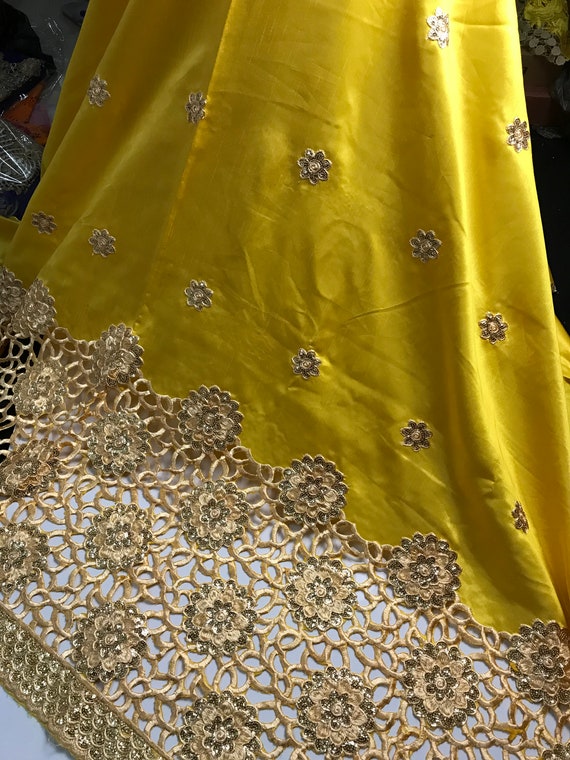 George Lace Sewing Craft Fabric Black Yellow Blue 5 Yards - Etsy