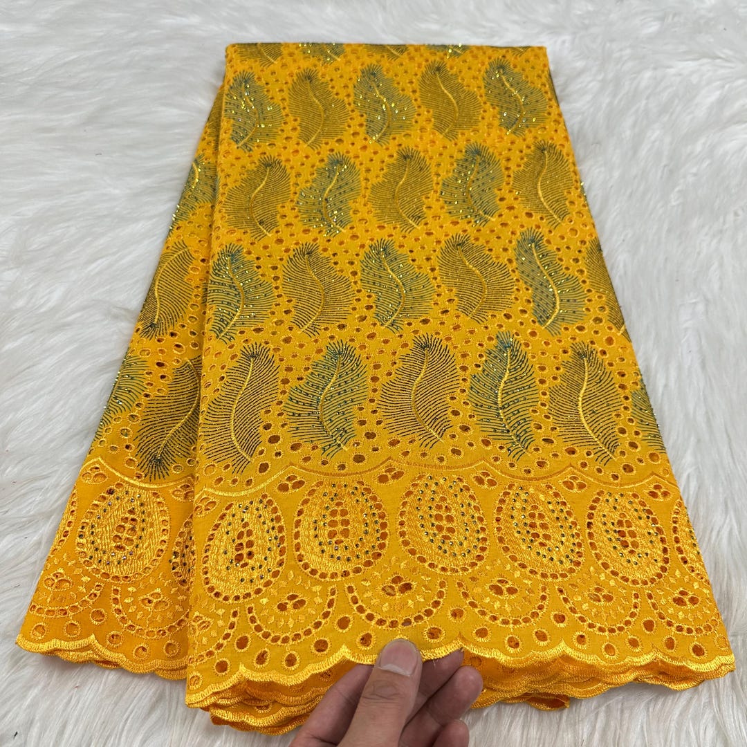 Latest Design Dry Lace Fabric Stones Cotton Fabric With Stones 5 Yards ...