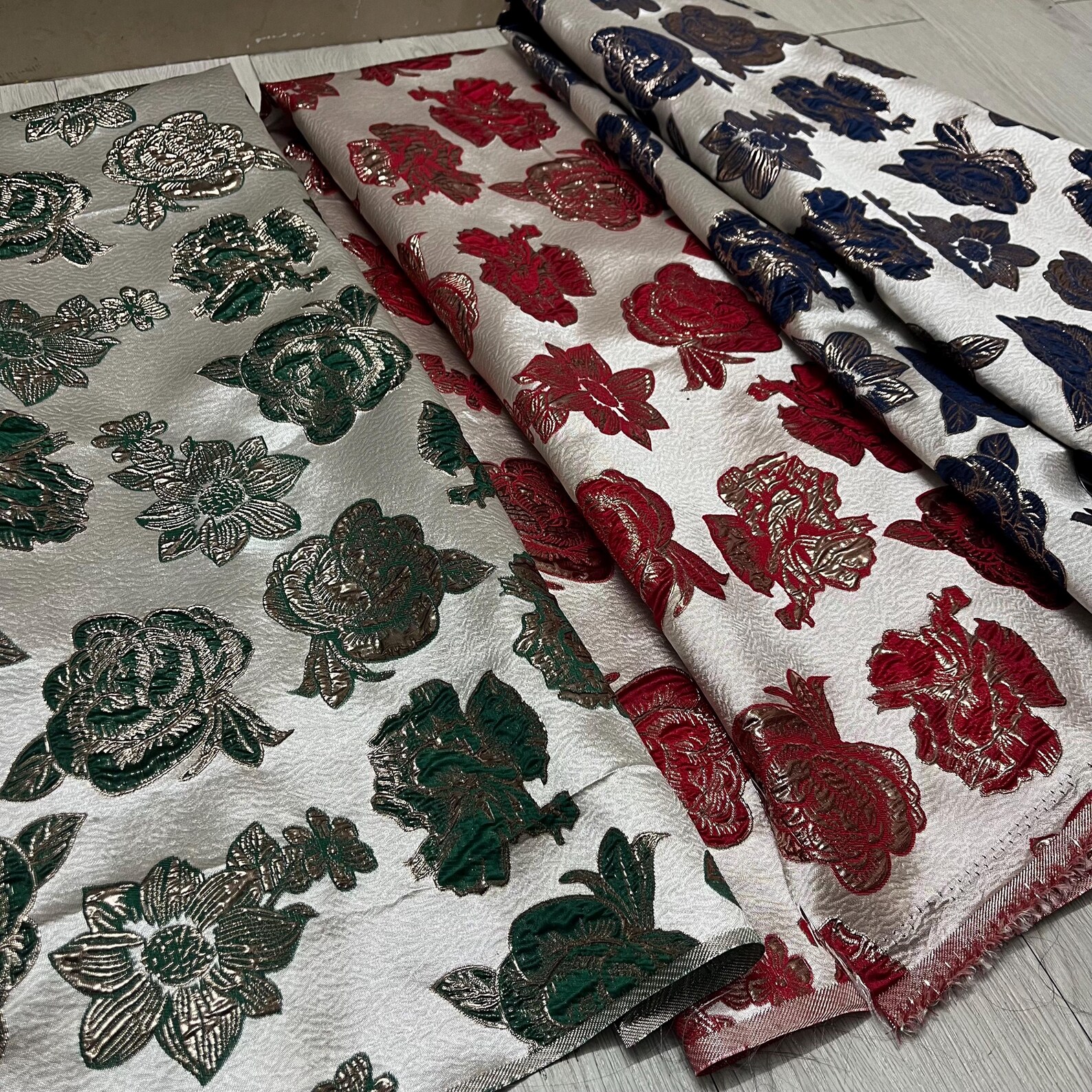 Tela de encaje jacquard, tul bordado, 5 yardas, azul oscuro, rojo ...