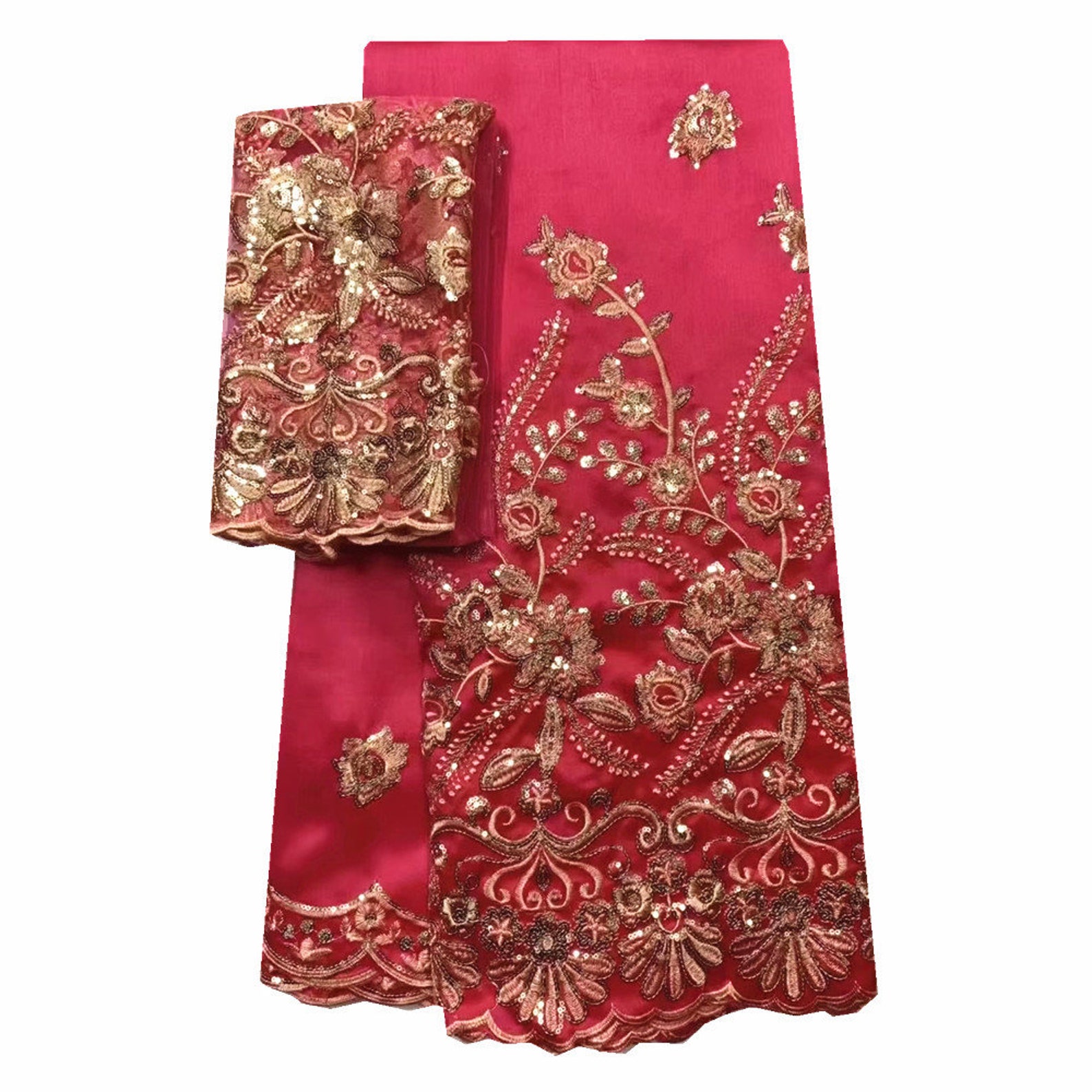 5+2 Yards/set Embroidery Sequins New George Lace High Quality African ...