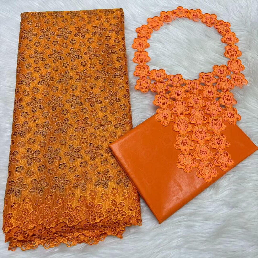 Bazin Riche African Laces Fabric , 2.5+2.5 Yards/set Collar Nigerian ...
