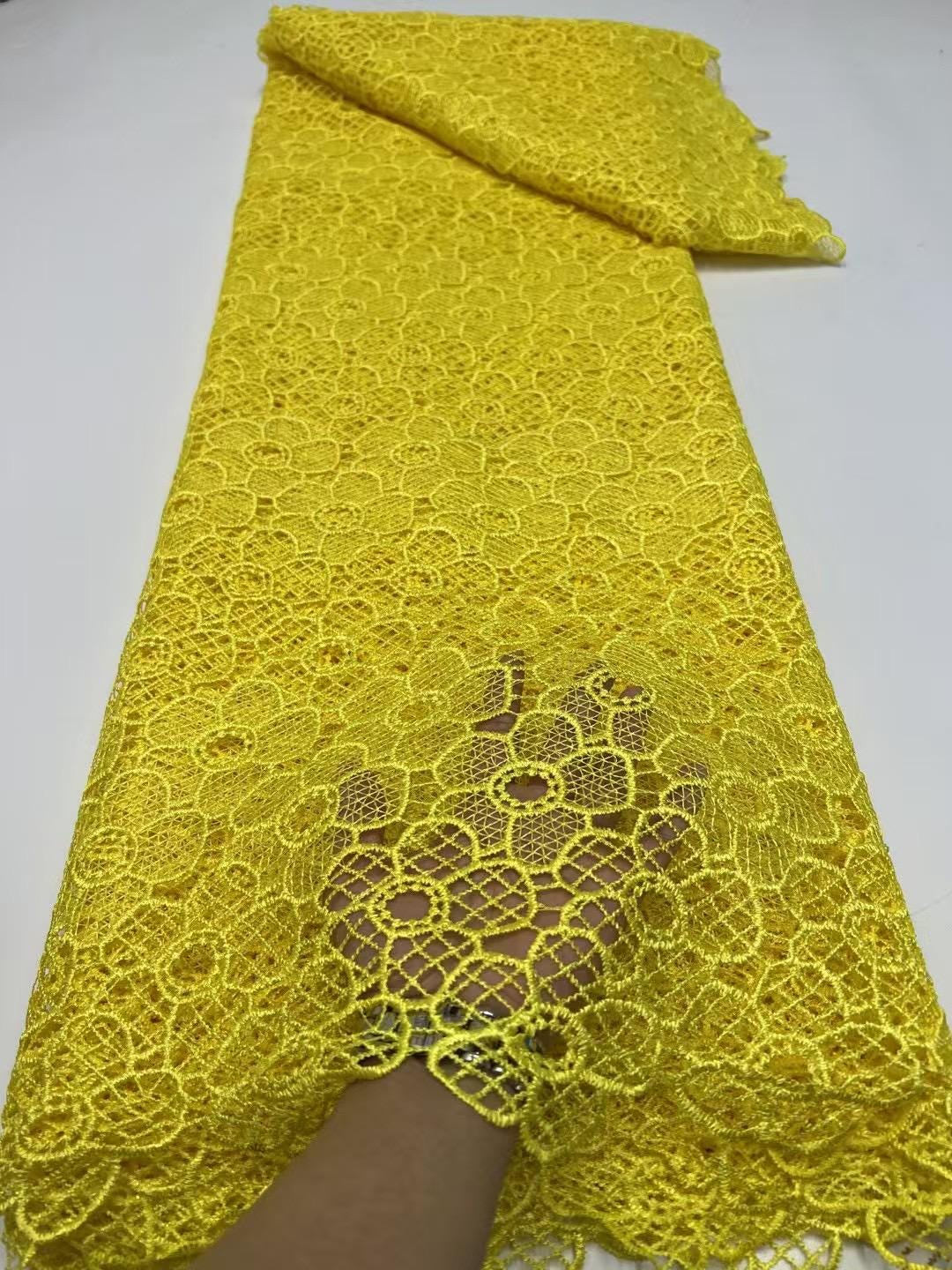 African Fabric Cord Lace Embroidery High Quality Mesh Fabric 5 Yards ...