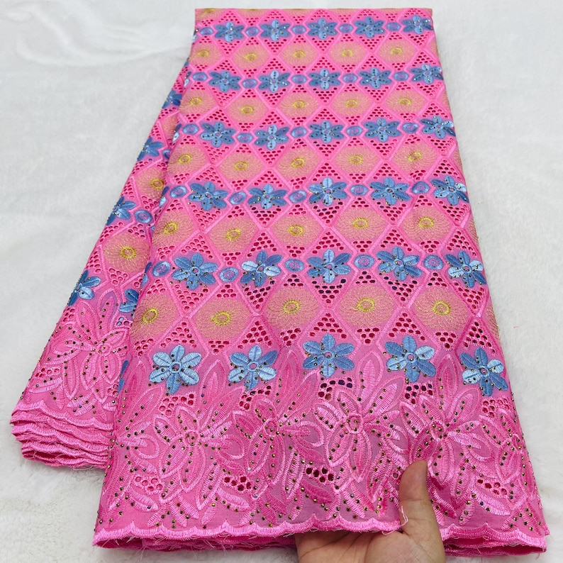 Embroidered Swiss Voile Lace Fabric Cotton 5 Yards Wedding Fabric ...