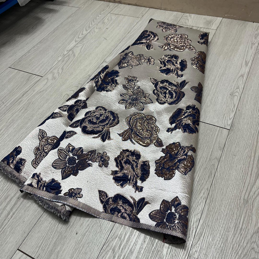 Tela de encaje jacquard, tul bordado, 5 yardas, azul oscuro, rojo ...