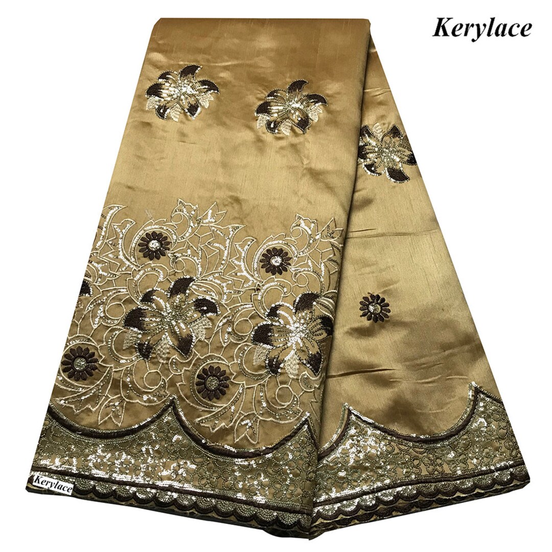 Gold Red George Sequins Fabric African Lace Fabric Raw Silk High ...