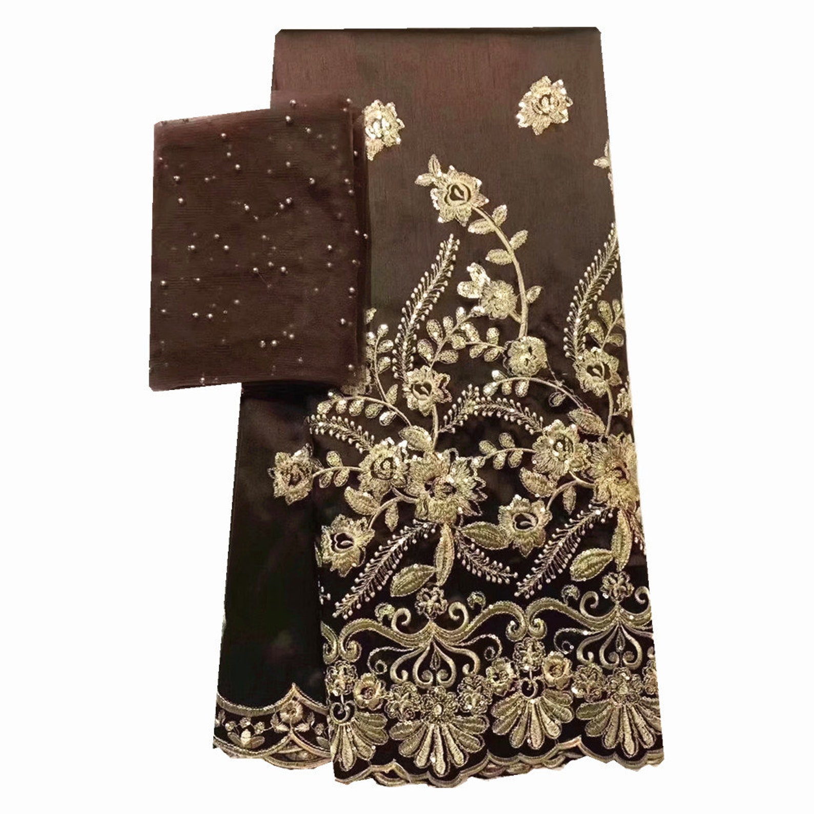 5+2 Yards/set Embroidery Sequins New George Lace High Quality African ...