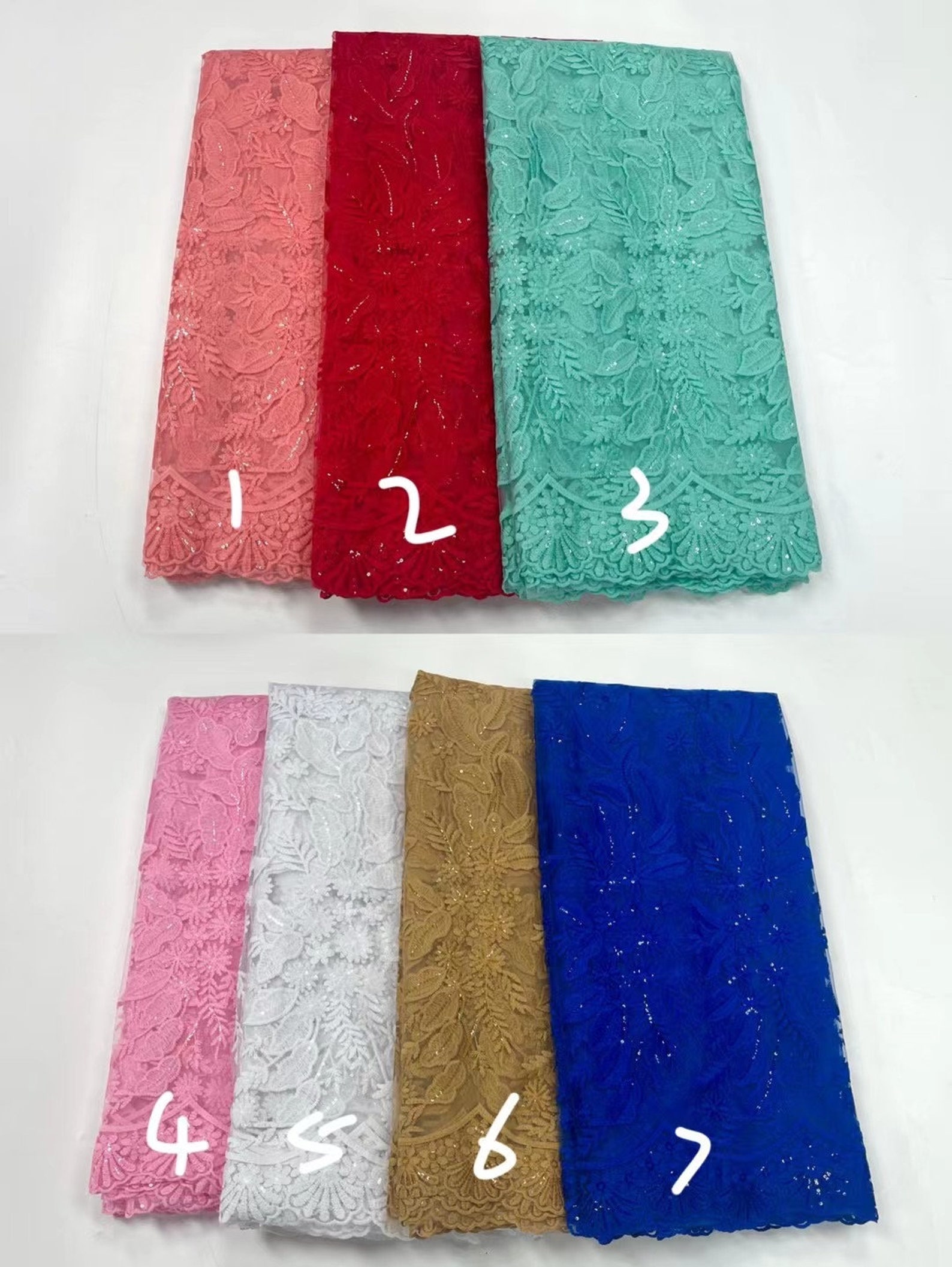 Sequin Lace Fabric 5 Yards Milky Fabric African French Tulle | Etsy