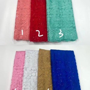 Sequin Lace Fabric 5 Yards Milky Fabric African French Tulle Net Lace ...