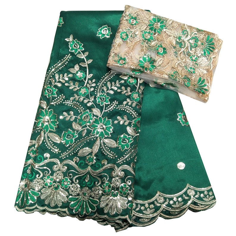 5+2 Yards/set Embroidery Sequins New George Lace High Quality African ...