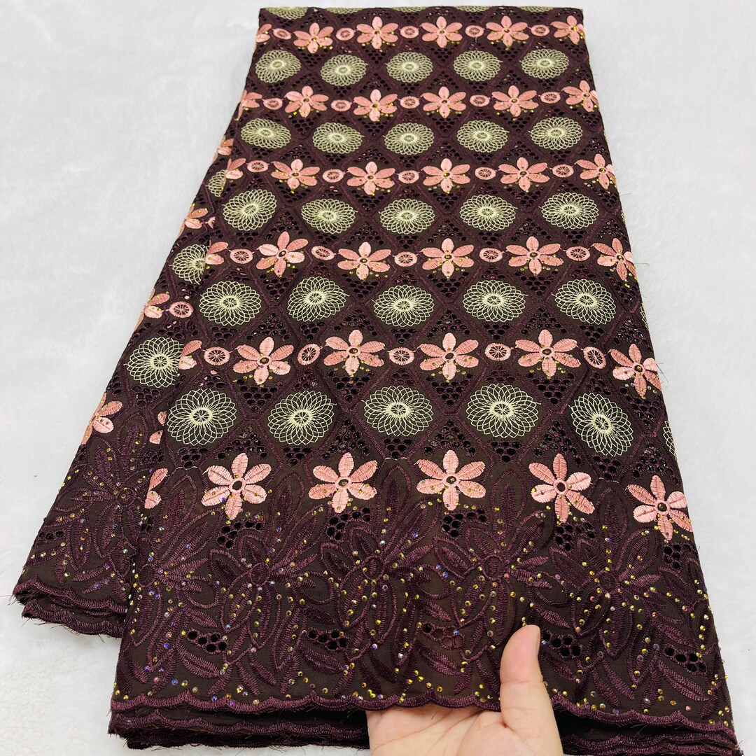 Embroidered Swiss Voile Lace Fabric Cotton 5 Yards Wedding Fabric ...