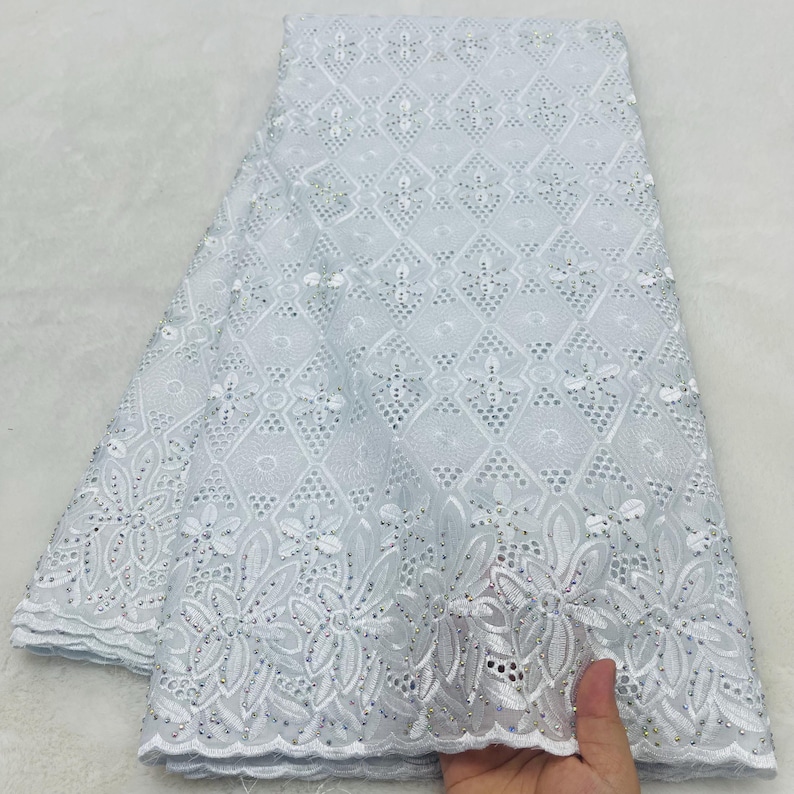 Embroidered Swiss Voile Lace Fabric Cotton 5 Yards Wedding Fabric ...