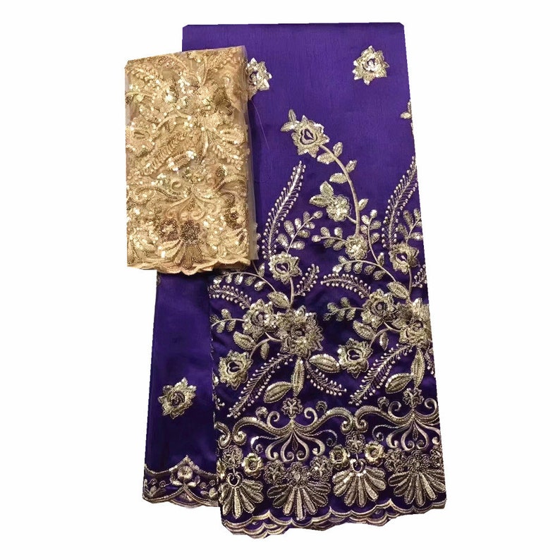 5+2 Yards/set Embroidery Sequins New George Lace High Quality African ...