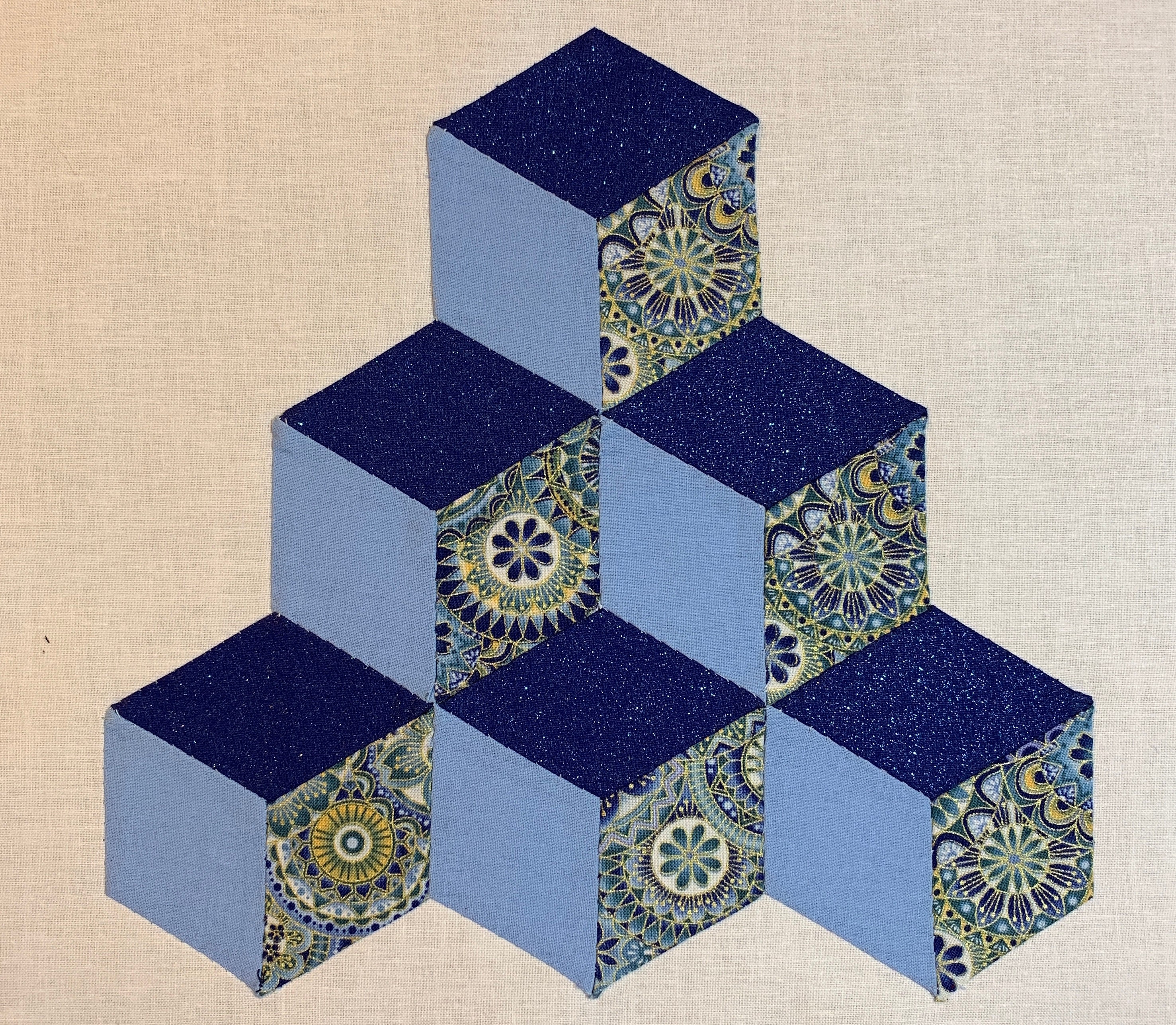 Tumbling Blocks Quilt Block Pdf Pattern English Paper | Etsy UK