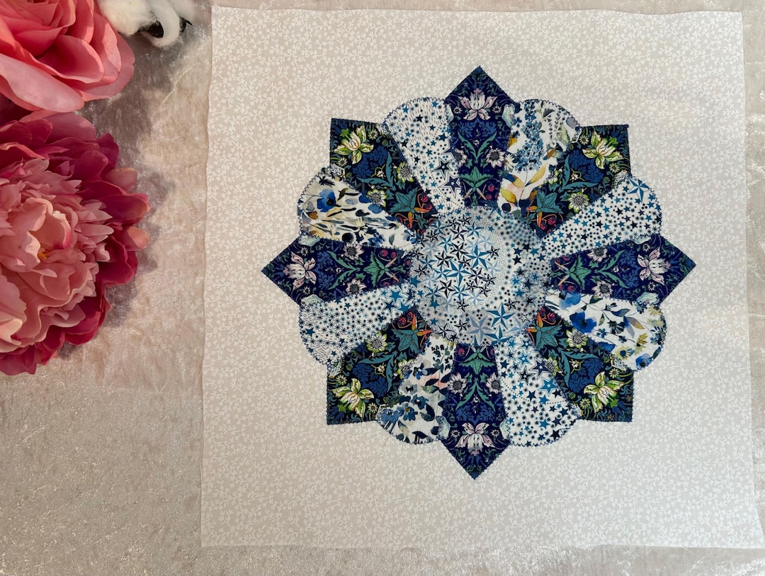 16 Plate Dresden Fan Appliqué Quilt Block Pattern With Full Colour ...